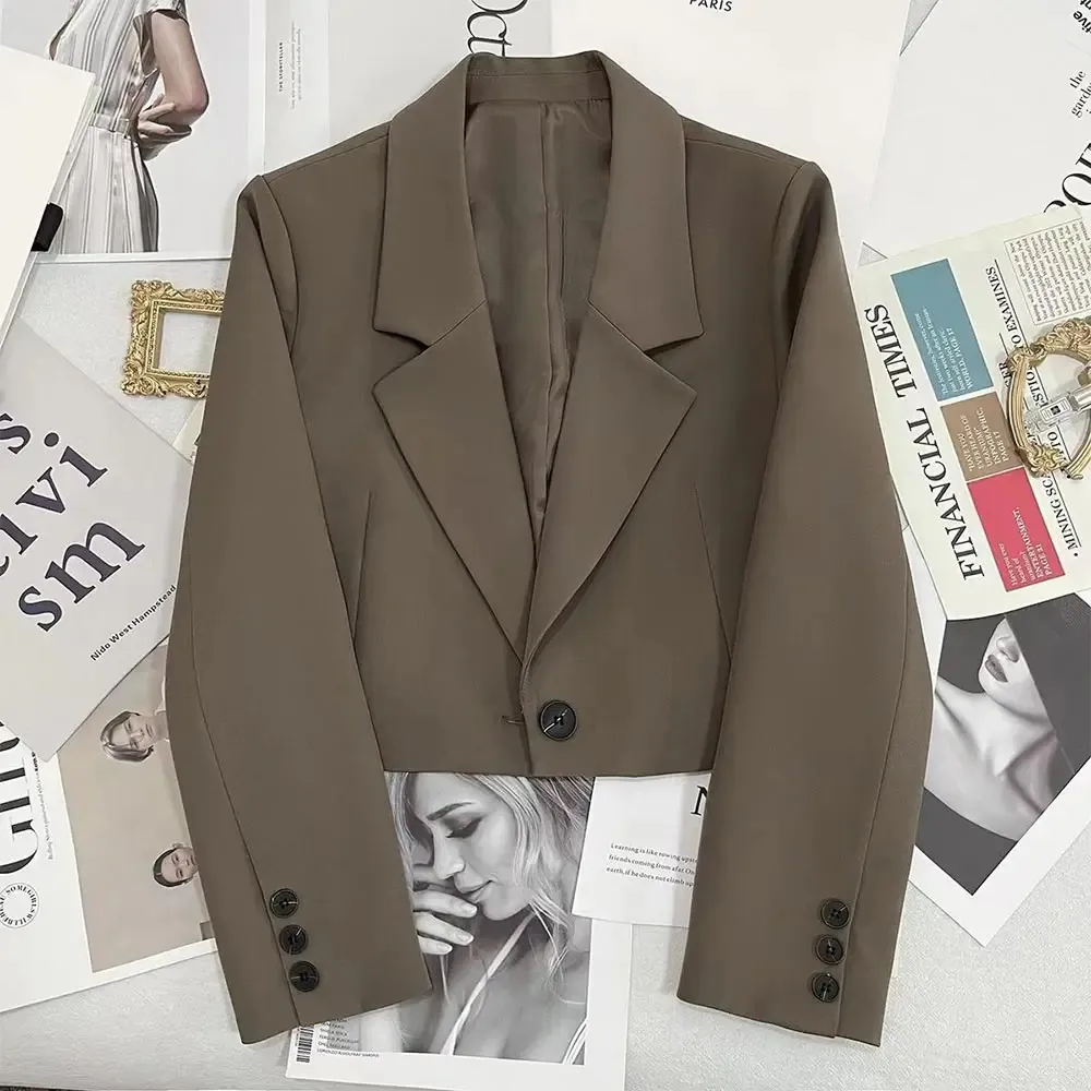 Autumn Winter Fashion Womens Blazer Korean Style Office Cropped Blazers ...