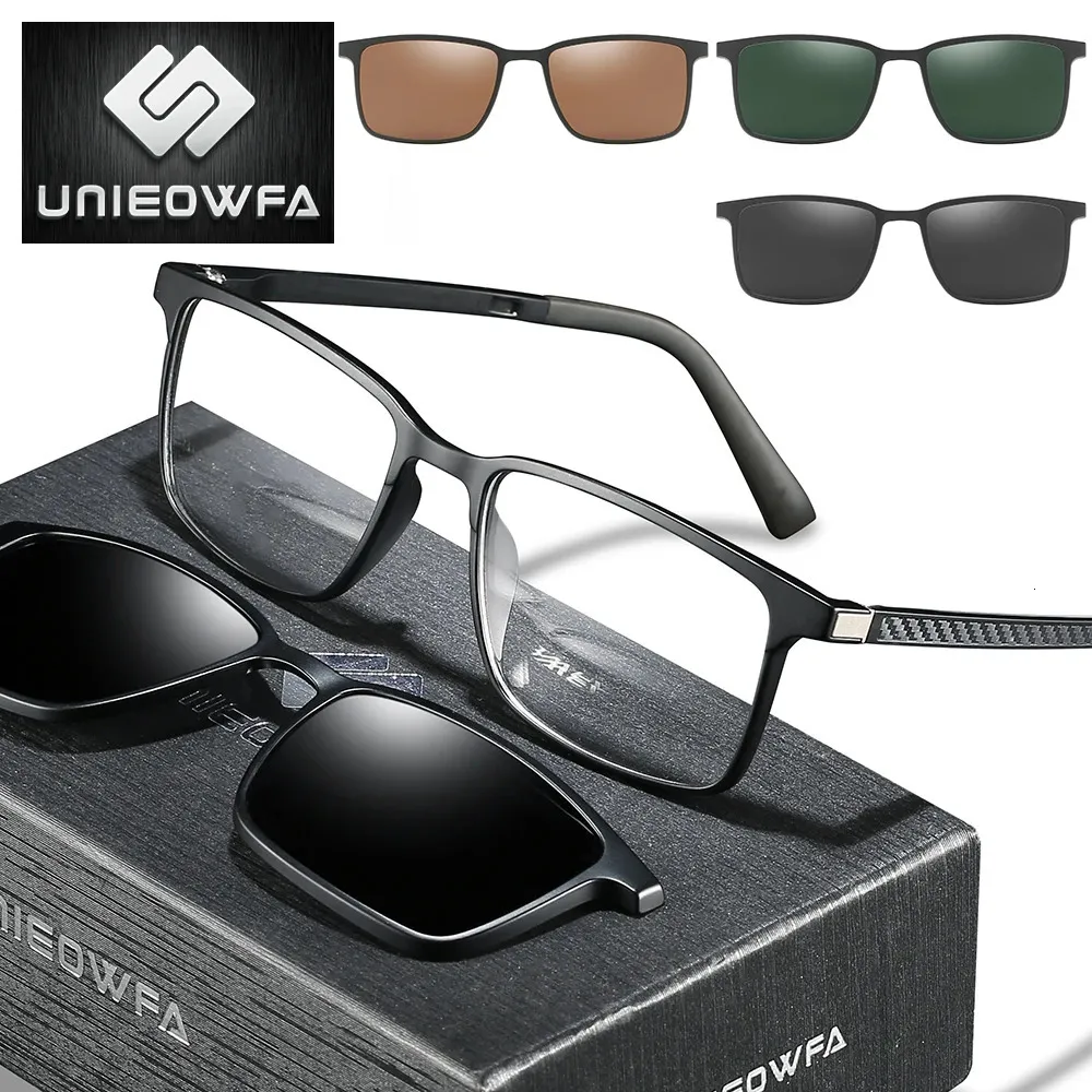Magnetic Glasses Frames With Clip On Sunglasses: Men's Rectangle ...