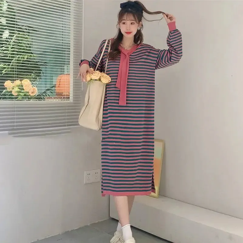 Women's Striped Long Sleeve Pullovers Office Lady Dresses Simplicity ...