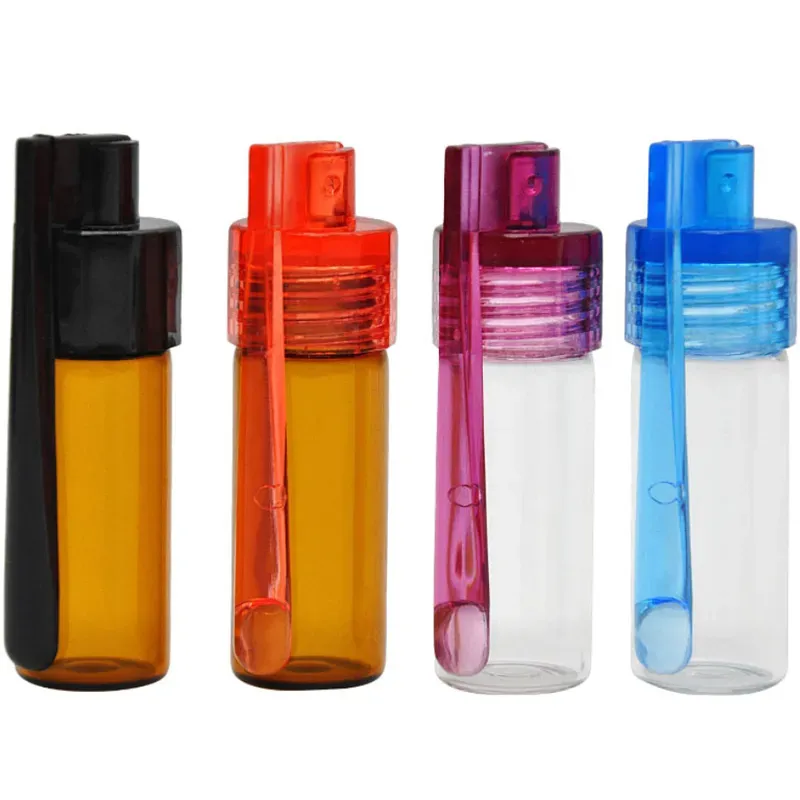 Acrylic Smoking Snuff Bottle Case Kit Portable, Mix Color, Spoon Lid ...