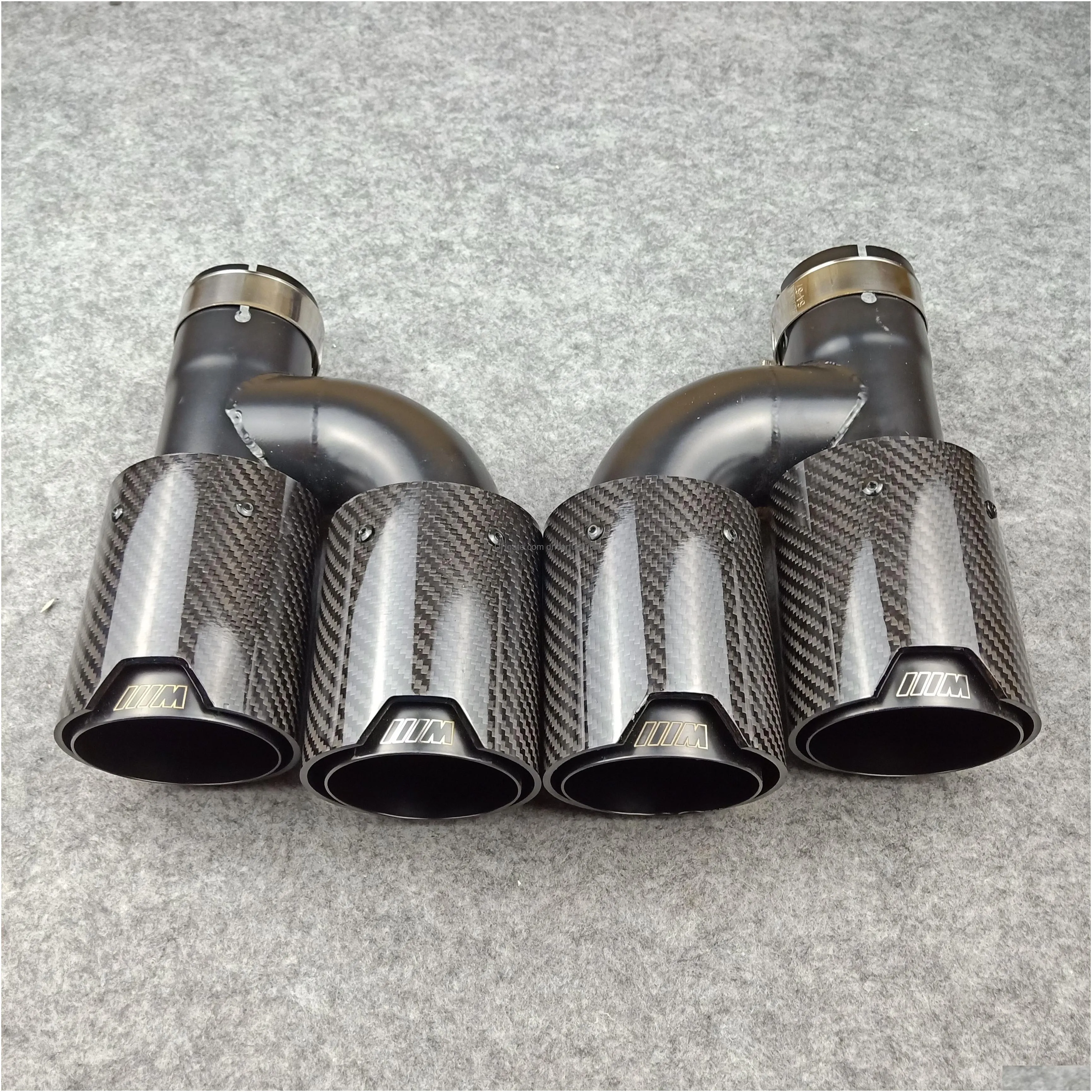 Carbon Fiber Exhaust End Tips For Motorcycles H Style, Glossy Black ...