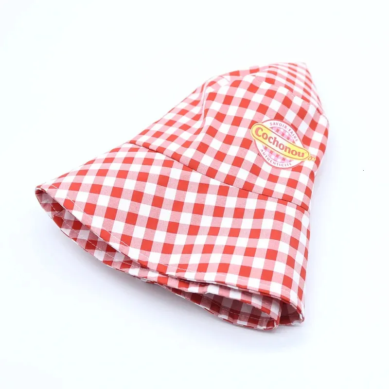 Beautiful Cochonou Bob Hats Red Plaid Bucket Hats For Men Women Unisex ...