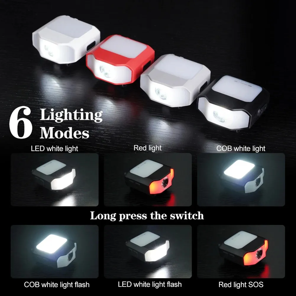 6 Modes Clip On Cap Light - COB LED Headlamp, Type-C Rechargeable for ...