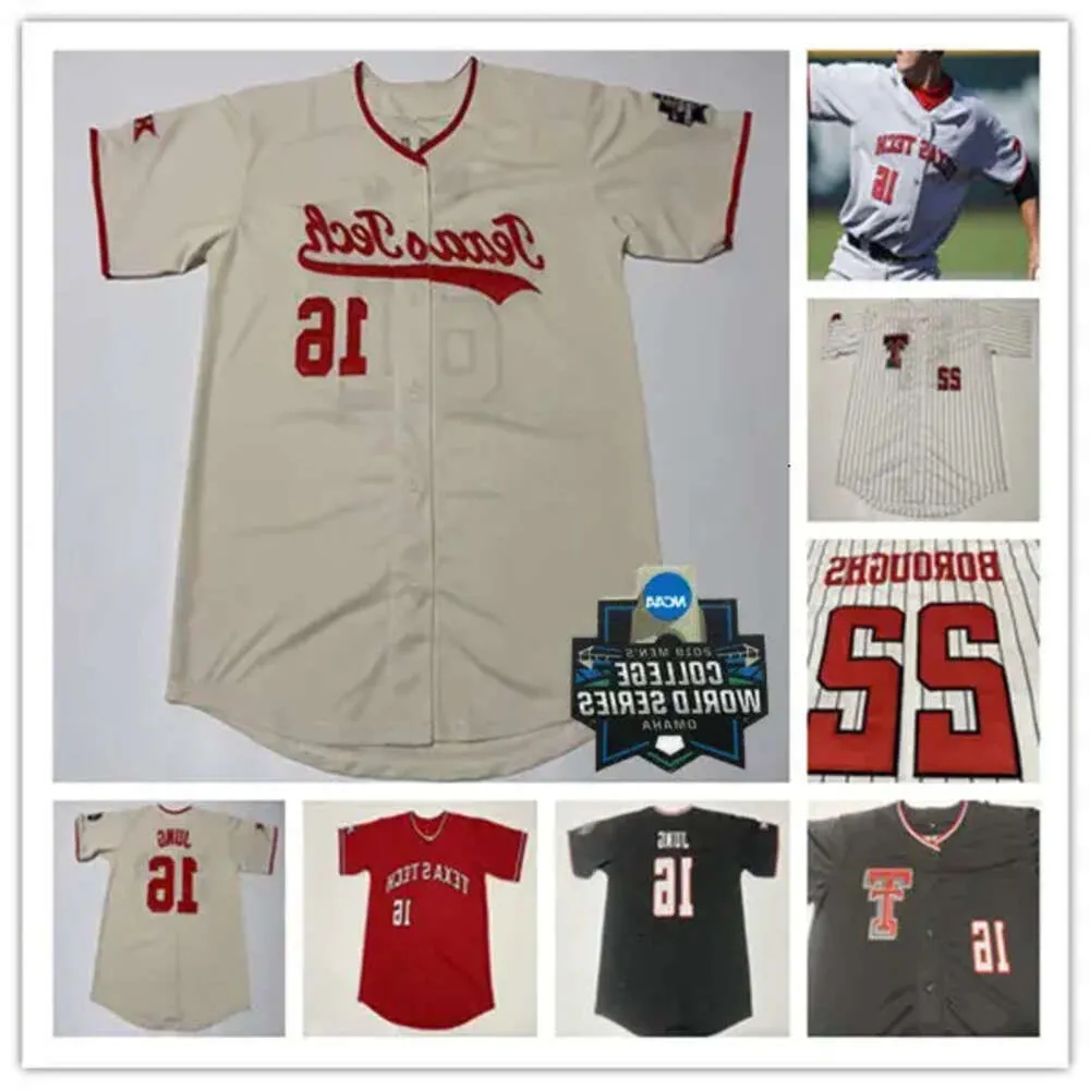 Texas NCAA Tech TTU Baseball Jersey Custom Owen Washburn Josh Jung Jace ...