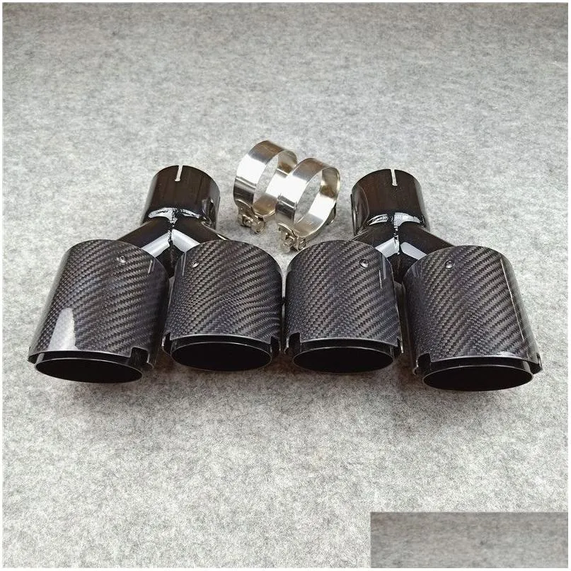 DHgate.com:Glossy Black Stainless Steel Double Tailpipes Exhaust ...