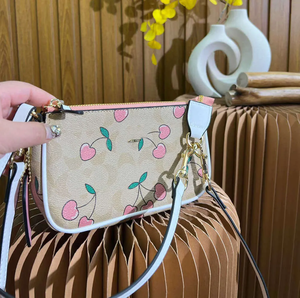 Pink Designer Handbags: Hot Pink Cherry Print Leather Shoulder Bag C ...