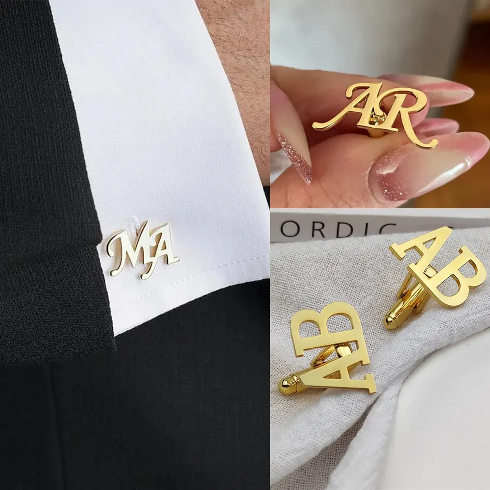 Personalized Cufflinks for Men, Custom Two Initial Letter Stainless ...