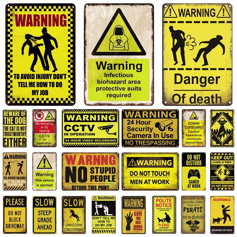 DHgate.com:Warning Tin Sign Vintage Metal Sign Caution Slogan Video ...
