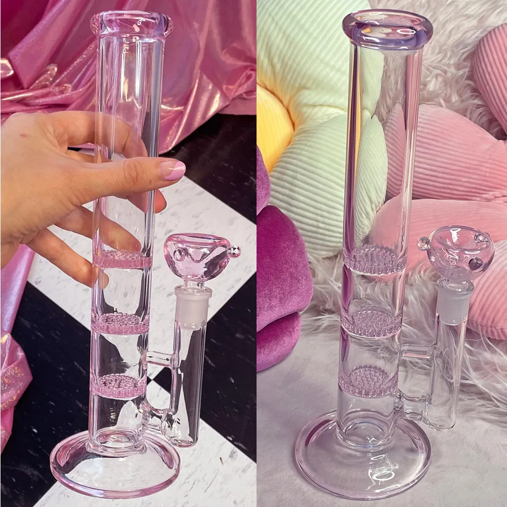 GlassPipe 14mm Dab Rig Straight Glass Tube With Honeycomb Percs For ...