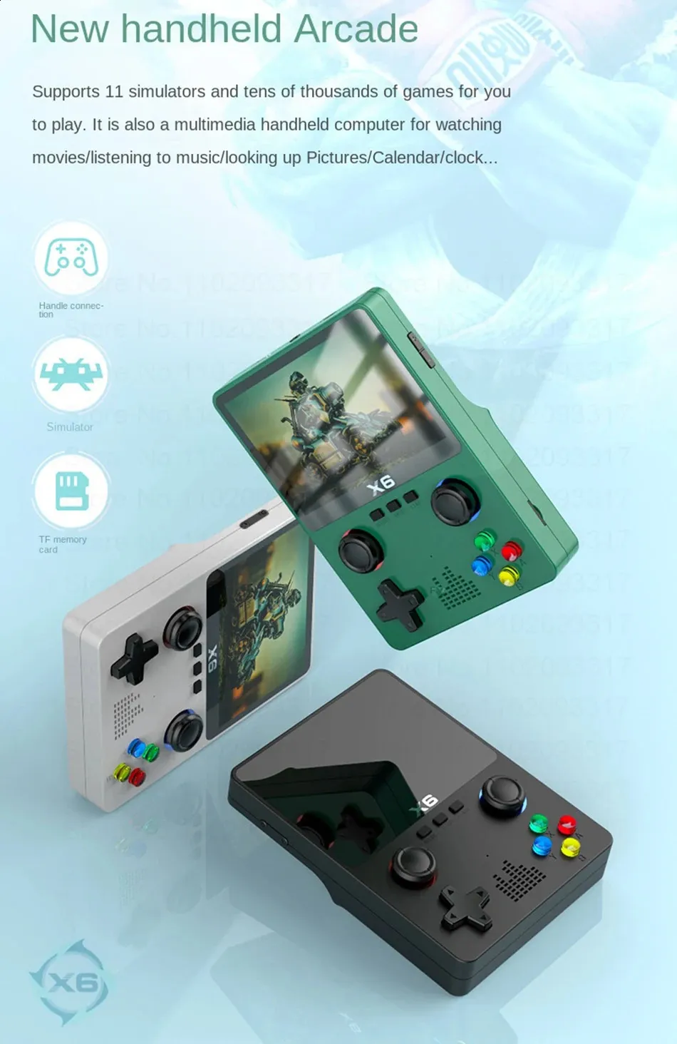 Mini Retro Game Console: X6 Portable 4K 10000 Games 3.5 Handheld Video ...