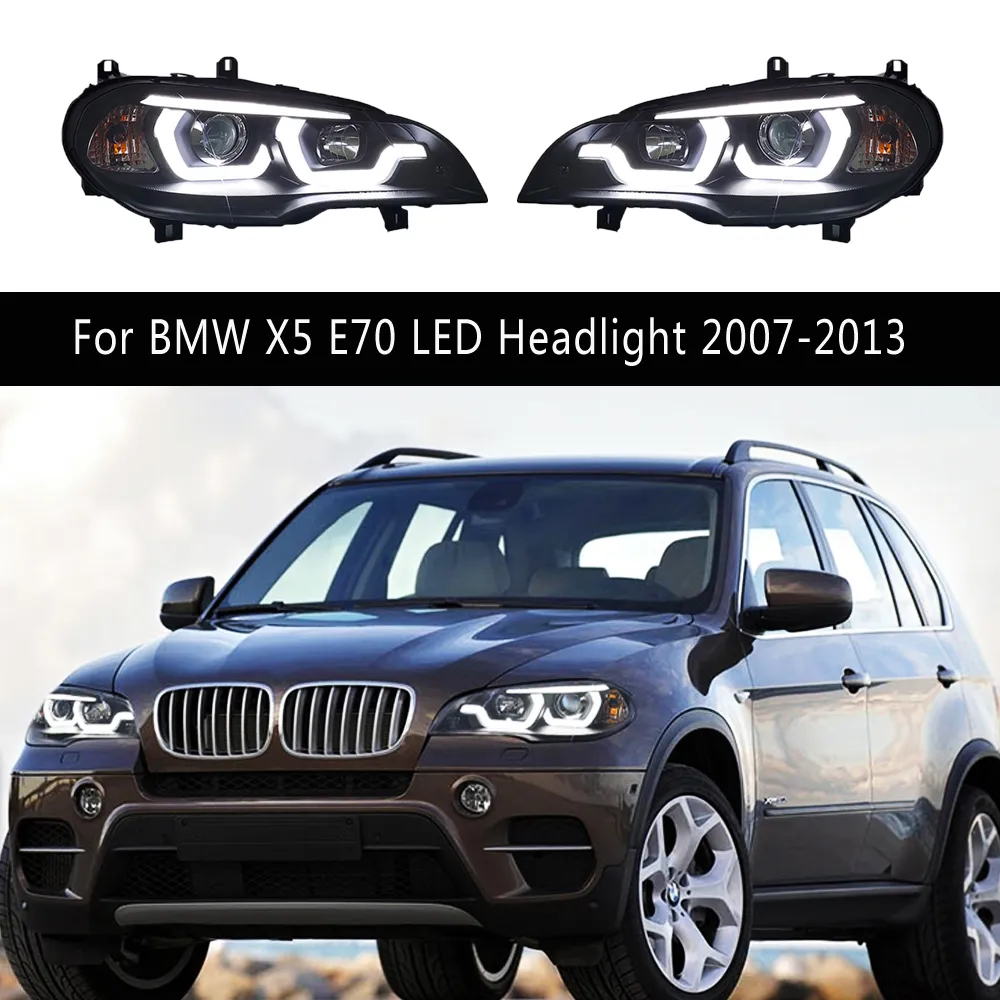 BMW X5 E70 LED Headlights 2007 2013 DRL, Sequential Turn Signal, Angel ...