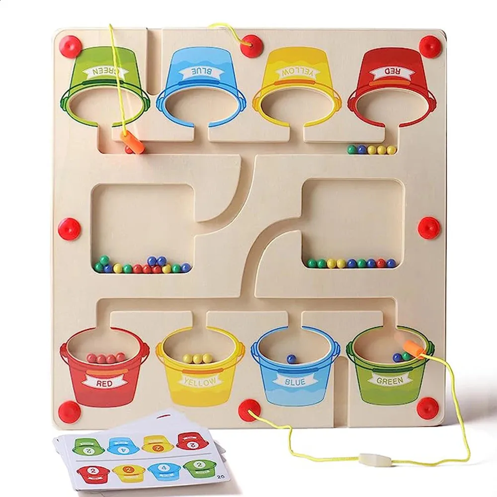 Wooden Color & Number Maze Game Educational Puzzle For Preschoolers ...