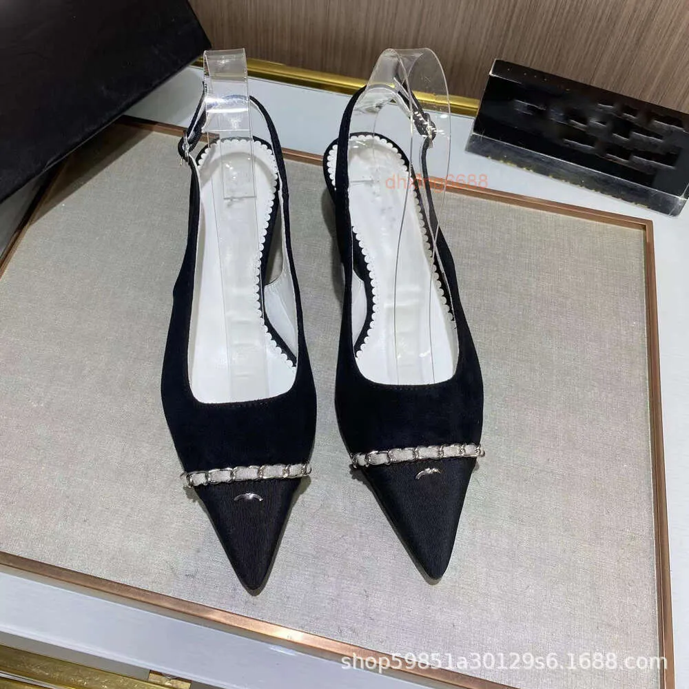 Designer Heels Chaneles Sandal Suede Kitten Heel Sandals With Back ...