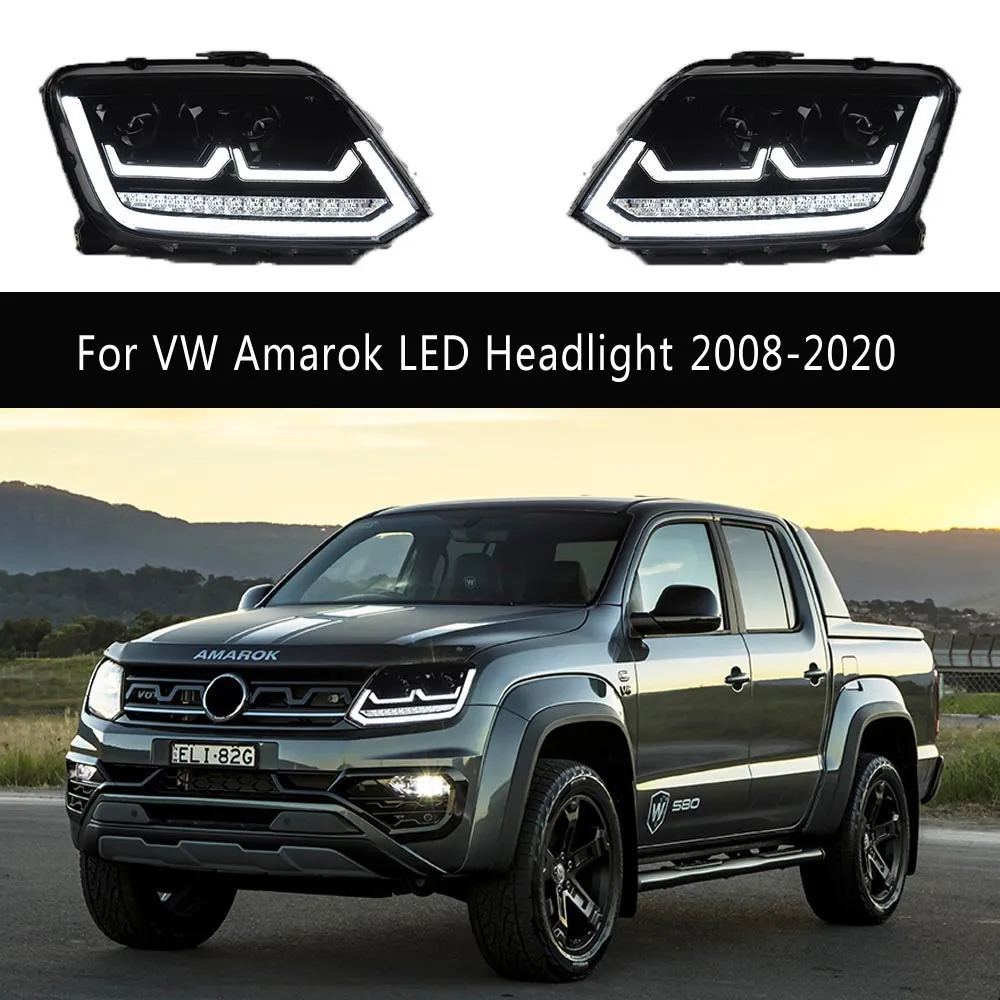 VW Amarok LED Headlight Assembly DRL Daytime Running Light Turn Signal Auto Parts Pair