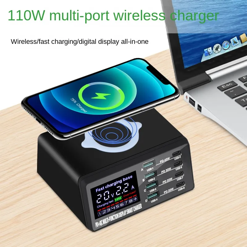 110W Multi-Device Wireless Fast Charger with Digital Display - Qi ...