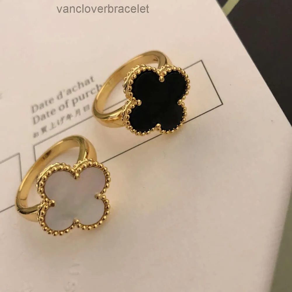 Mother Shell Four Leaf Clover Engagement Ring: Luxury Gold Plated ...