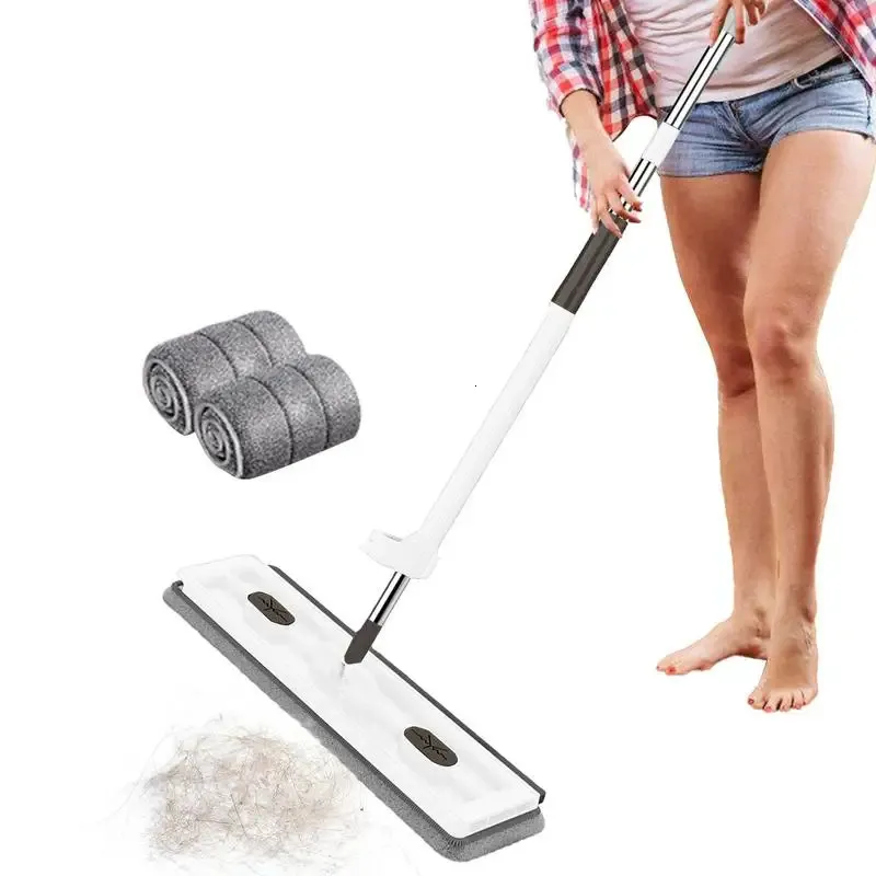 360° Swivel Flat Mop With Drainage Scraper For Wet And Dry Floor ...