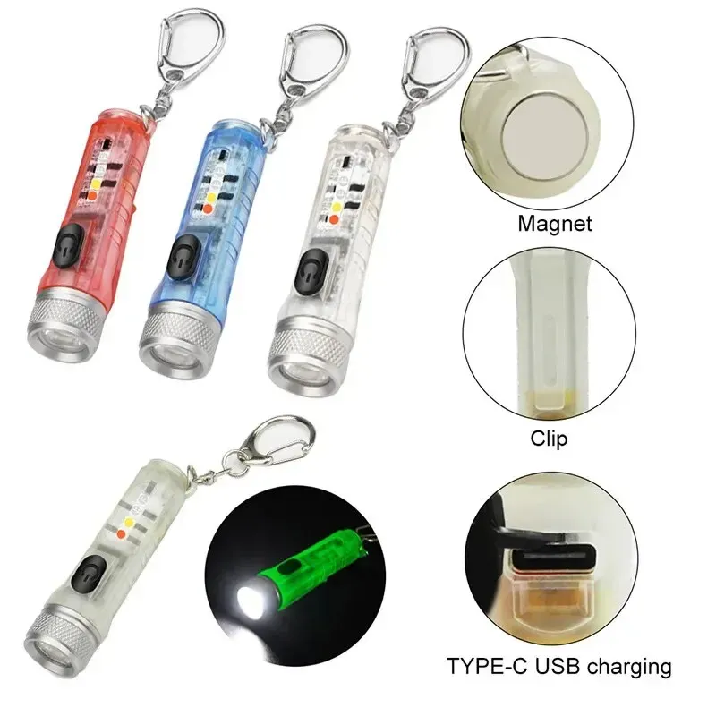 Mini Keychain LED Flashlight - Rechargeable Torch, Portable Magnetic ...