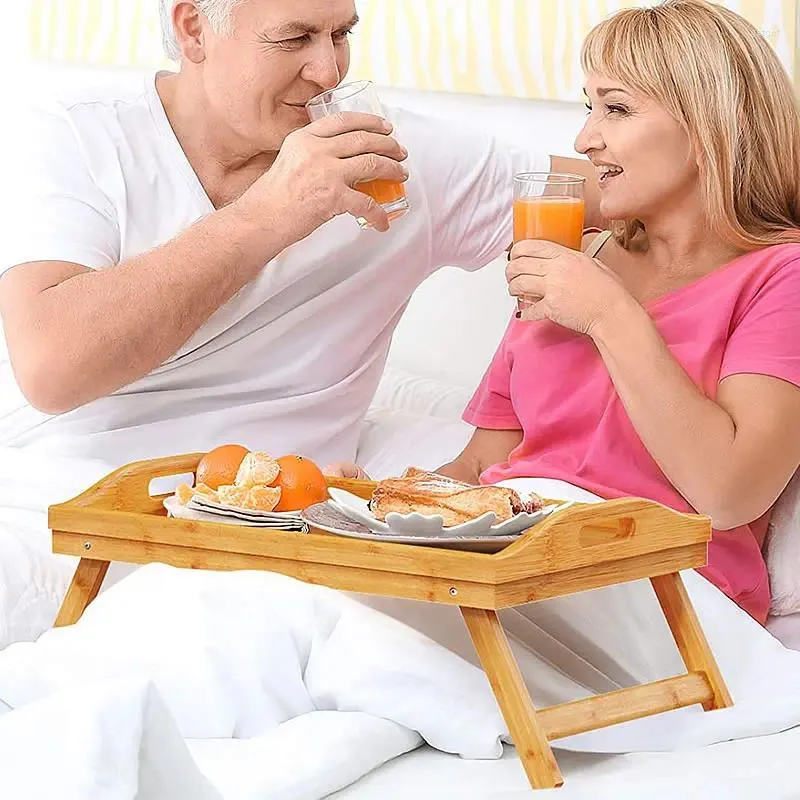 Portable Wood Camp Table With Lap Tray, Serving Lap Tray, And Folding ...