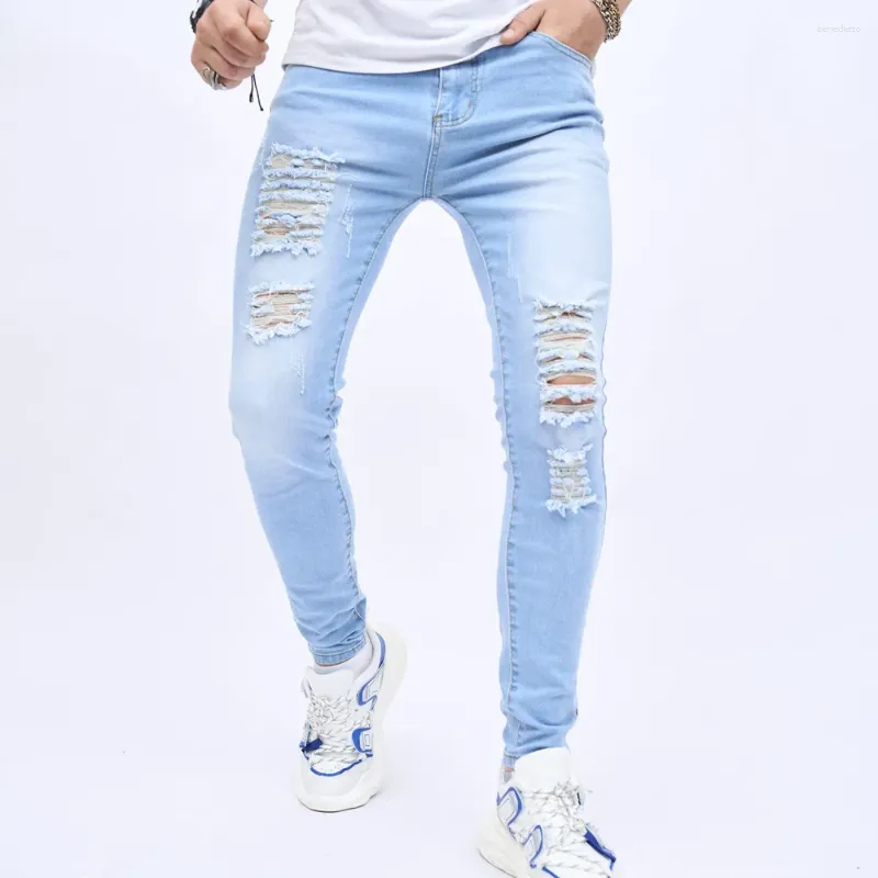 Mejor Precio En A Granel Jeans Pour Hommes Printemps Hommes Ripped Slim