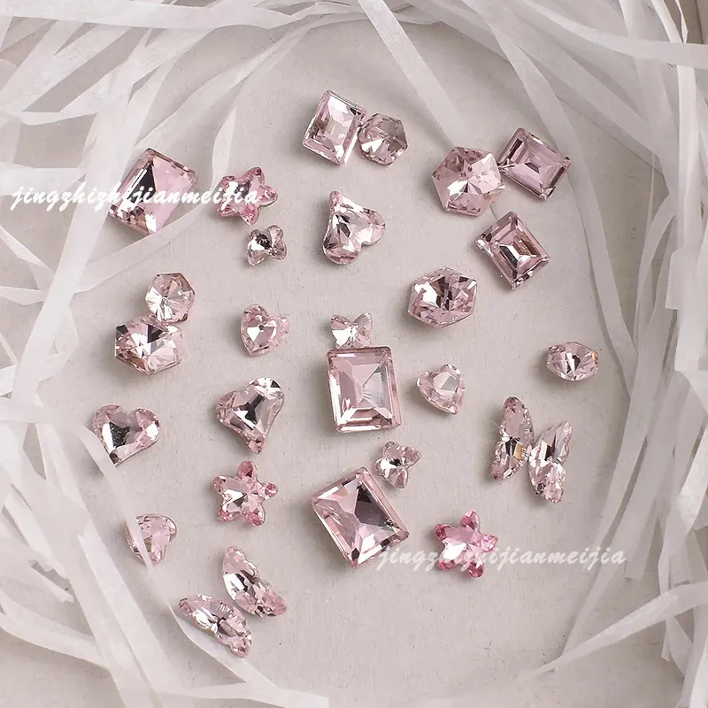 Light Pink Nail Rhinestones - K9 Glass Crystals, Mixed Shapes, Sharp ...