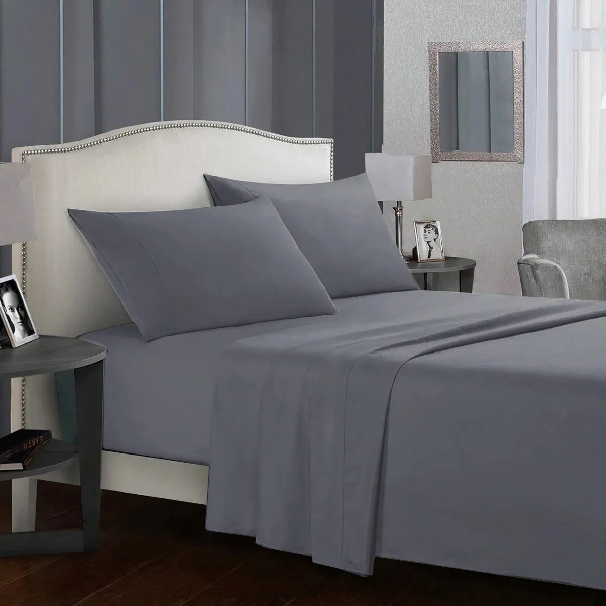 Premium Waterproof Fitted Sheet Bedding Set - Soft Solid Color Sheets ...