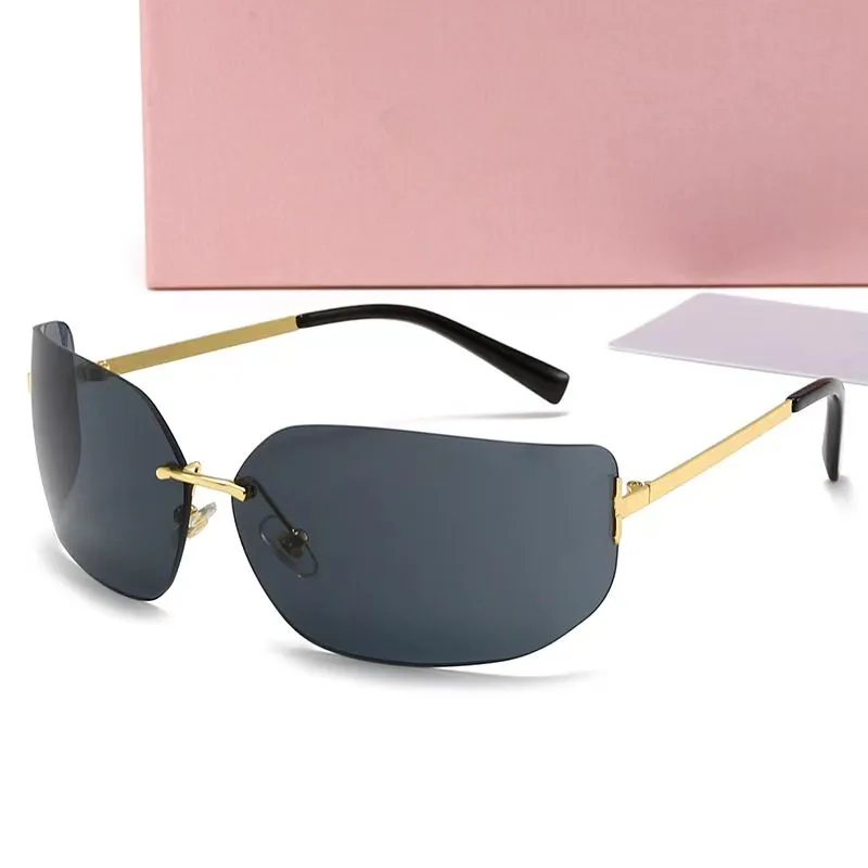 Oversized Rimless Vintage Sunglasses Luxury Brand Design For Men And
