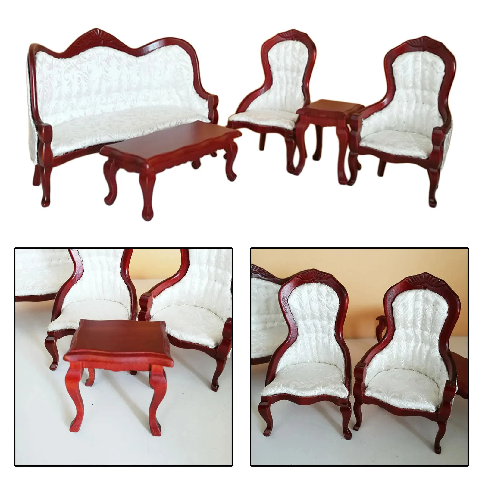 Wooden Miniature Dollhouse Set 1 12 Scale Living Room Decoration With