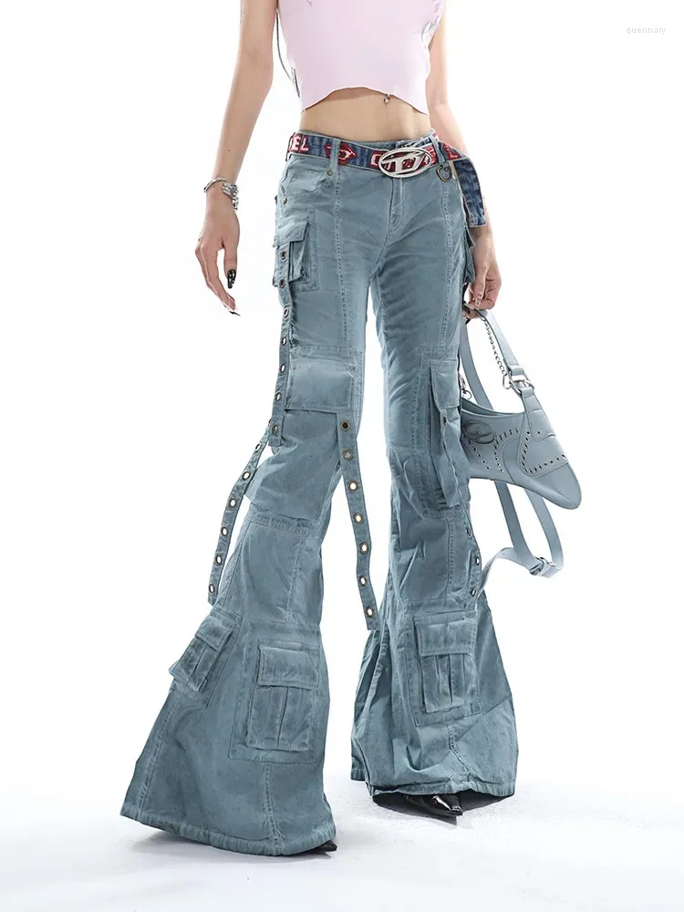 Y2K Style Women's Cargo Pants - Vintage Inspired Flared Trousers, Chic ...