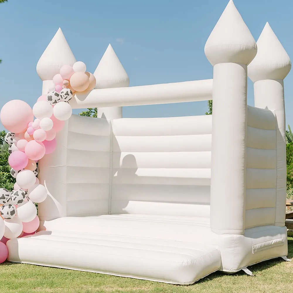 Inflatable Bouncer House White Party Jumper Bouncy Castle for Birthday ...