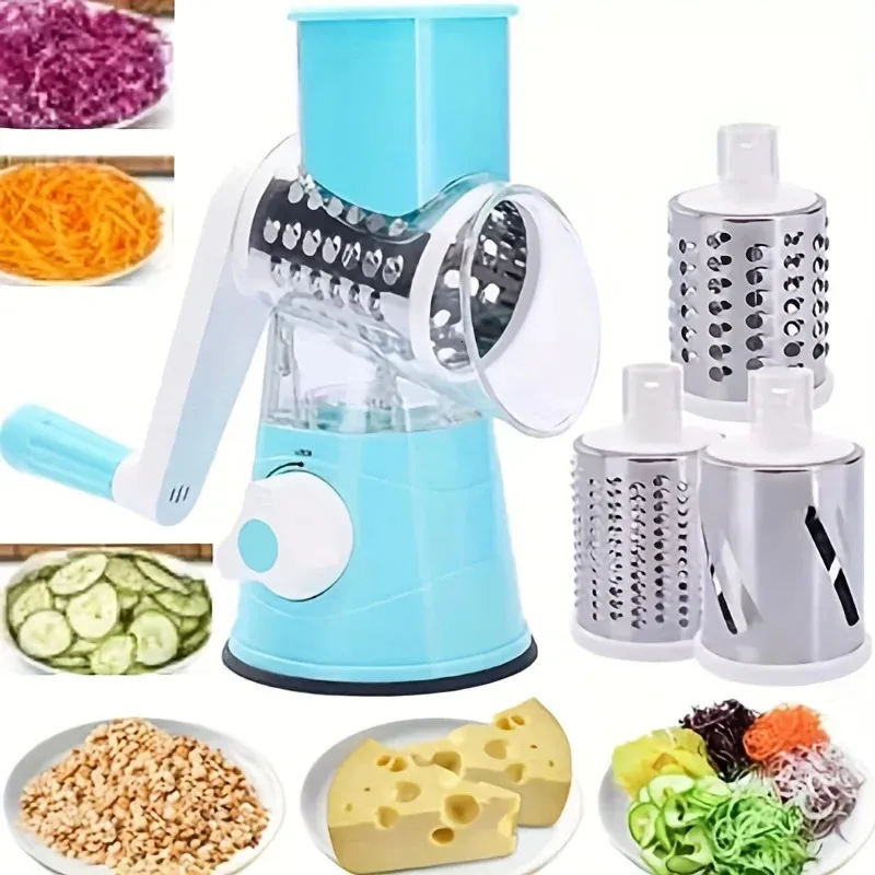 Multi-Function Vegetable Slicer & Grater - Rotary Food Chopper, Potato Peeler, Carrot Shredder ...