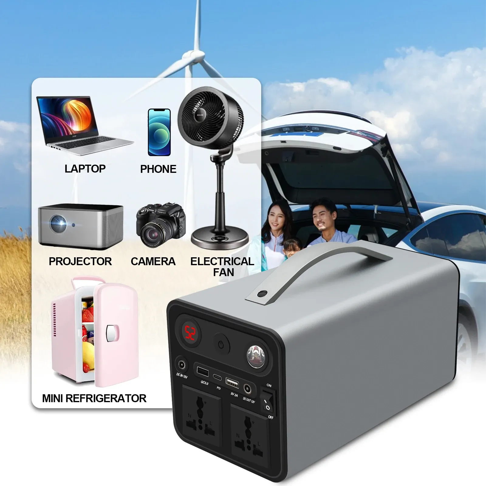 90000mAh Solar Generator Power Supply Station 300W Portable Auxiliary ...