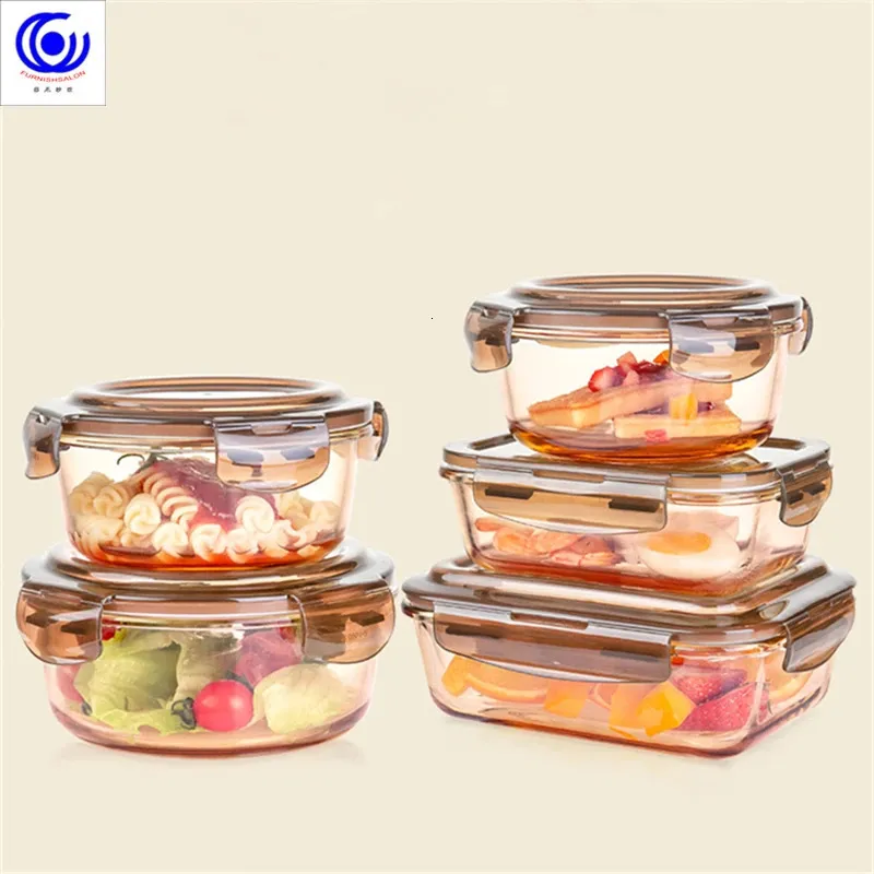 Leakproof Glass Lunch Box - 1L Round Bento Box for Adults & Kids ...