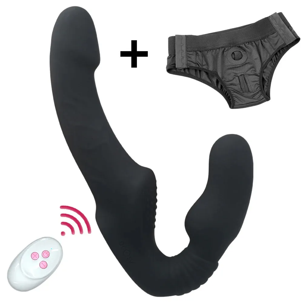 10Speed Strapless Double Ended G Spot Vibrator Hands Free Lesbian Strap ...