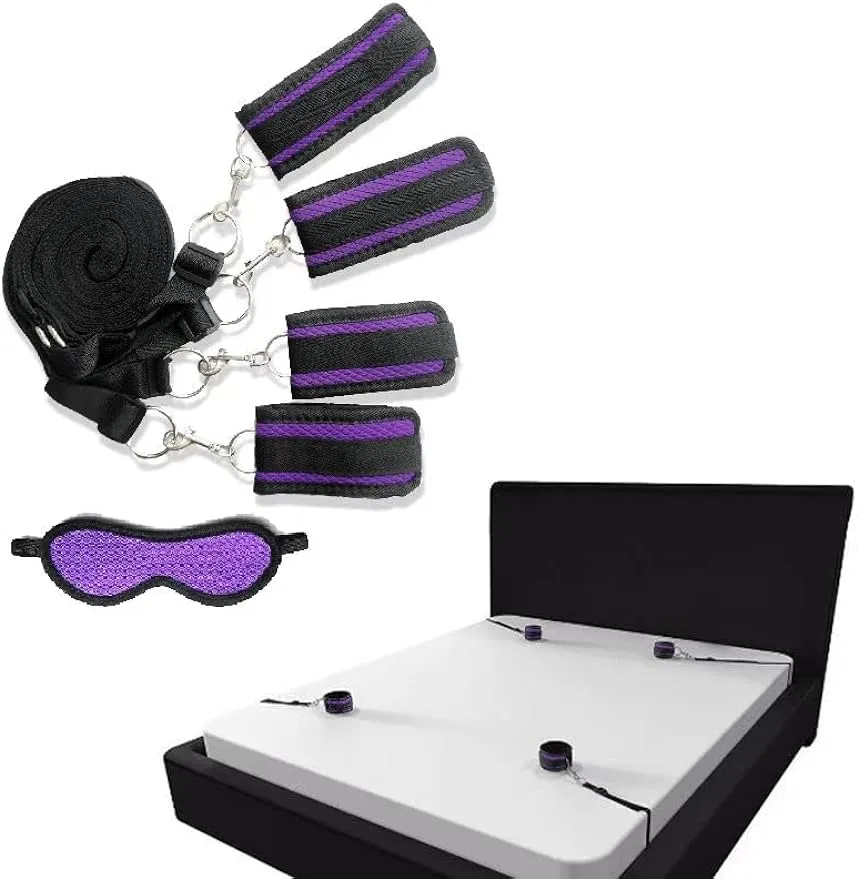 Adjustable Bed Restraint Kit For Couples, Bondage Set With Blindfold ...