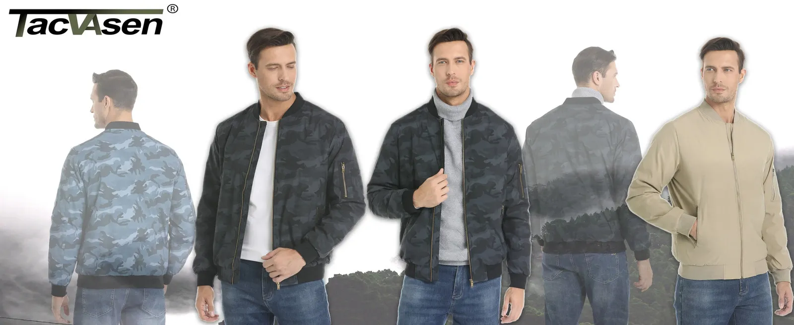 TACVASEN Winter Padded Bomber Jacket Men's Retro Pilot Coat Casual ...