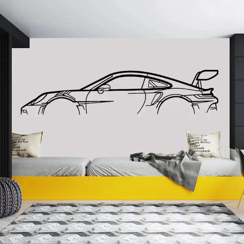 Car Canvas Wall Art: Vinyl Silhouette Decal For Automotive Garages ...