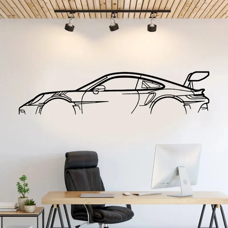 Car Canvas Wall Art: Vinyl Silhouette Decal For Automotive Garages ...