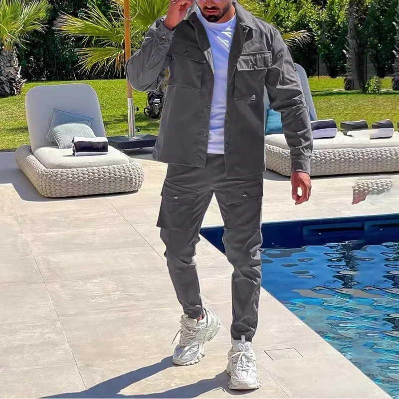 Men's Spring Autumn Tracksuit Set: Premium Quality Cargo Pants & Jacket ...