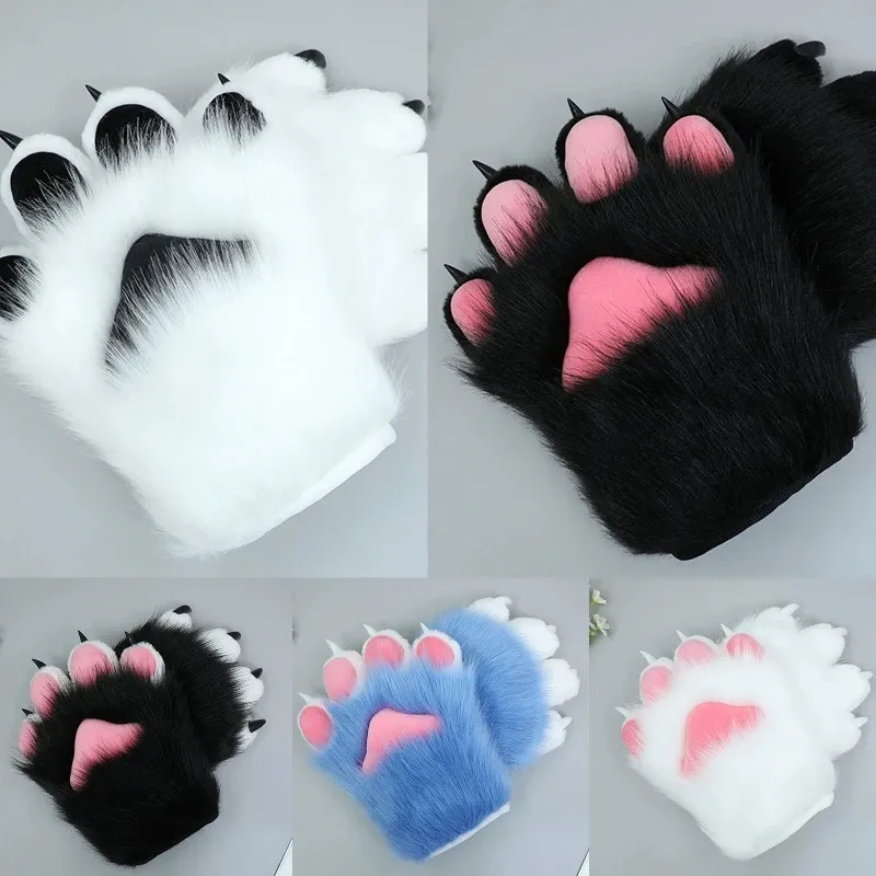 Cute Cat Paw Gloves - Plush Anime Cosplay Mittens, Furry Kitten Claws ...