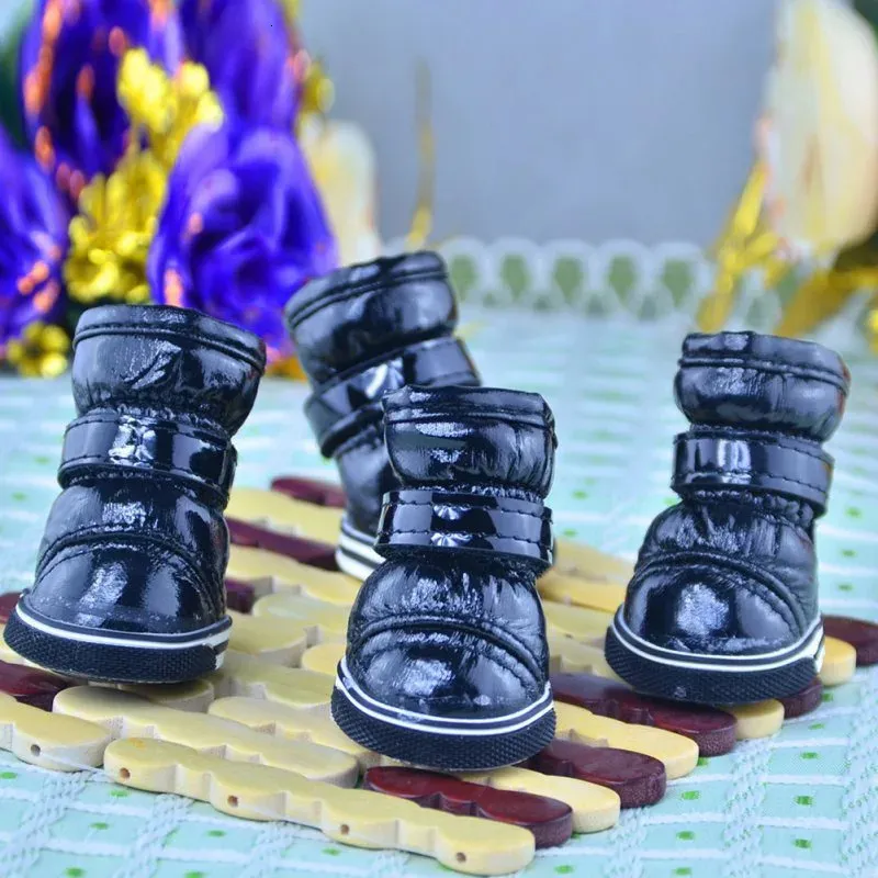 Set Winter Pet Dog Shoes For Small Dogs, Warm Fleece Puppy Waterproof ...