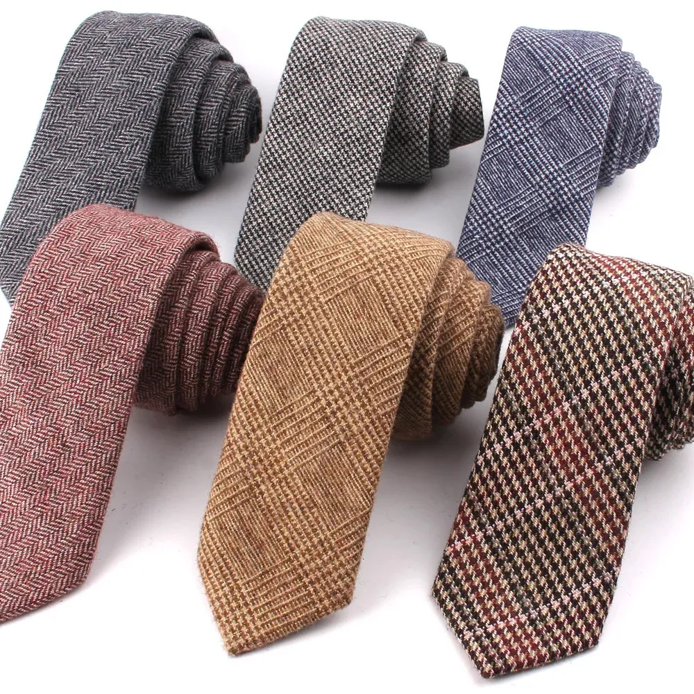 Slim Wool Tie Collection - Skinny Plaid Necktie for Men, Women ...