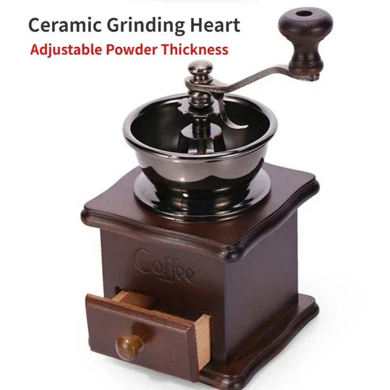 DHgate.com:Birch Wood Coffee Grinder with Ceramic Burr, Hand-cranked ...