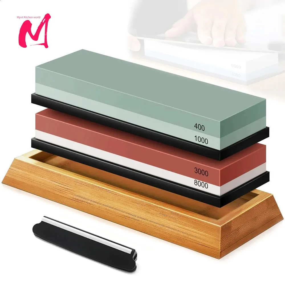 Professional Knife Sharpening Stone Set - Dual Grit Whetstone, Water ...