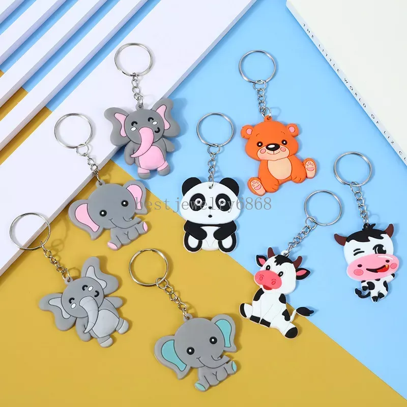 Animal Keychain Cute Cartoon Key Chains, PVC Figure Keyring Charm For ...