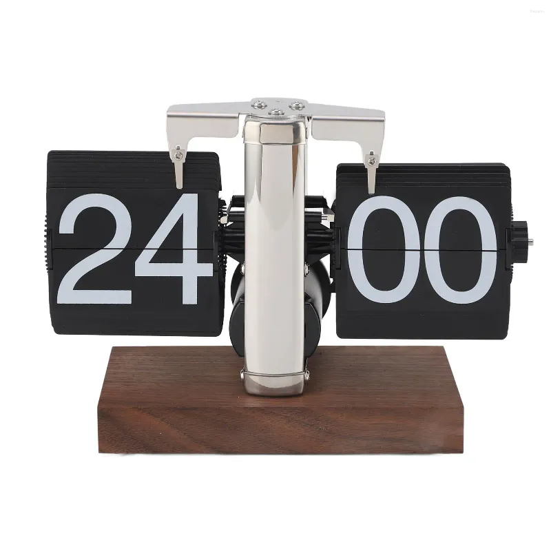 Flip Clock Mechanical Table Clock, Battery Powered, Vintage Style, Knob ...