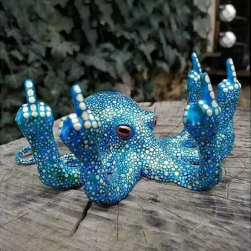 Funny Octopus Garden Statue - Rude Octopus Sculpture, Creative Desktop ...