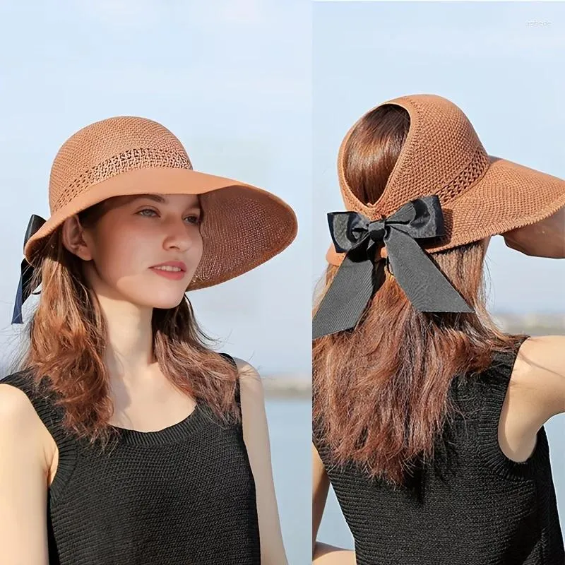 Wide Brim Hats 2024 Fashion Sun Visor Crochet Picnic Beach Uv