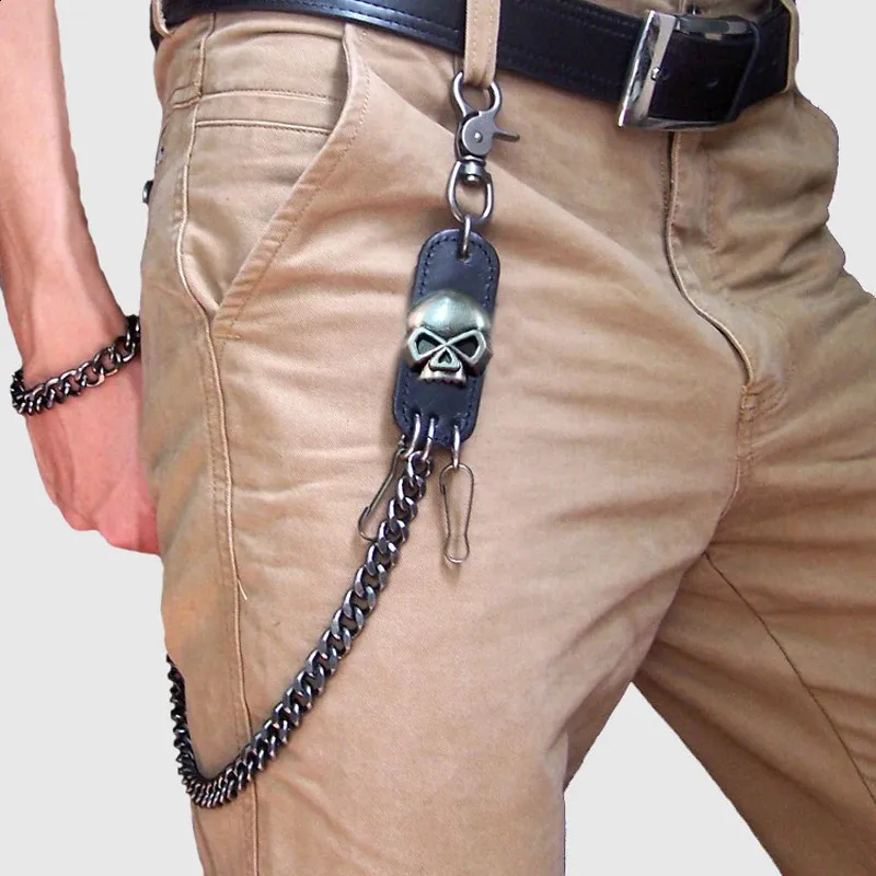 Skull Charm Wallet Chain: Heavy Duty Jean Biker Keychain, Gothic Rock ...