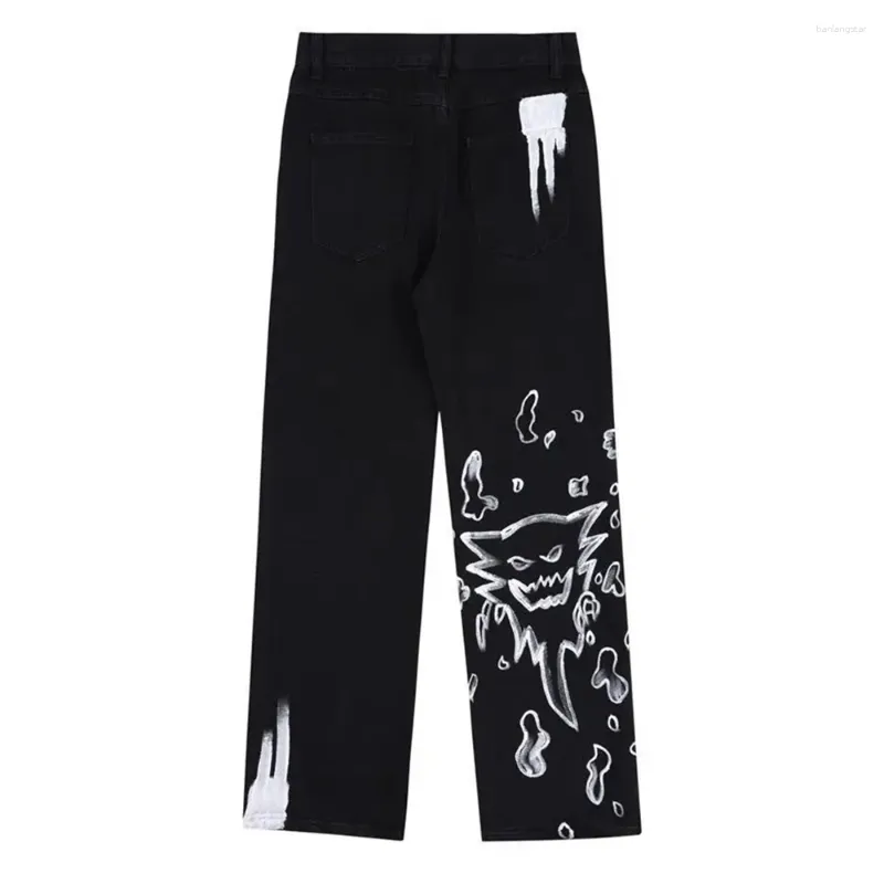 DHgate.com:Mens Y2K Skull Print Denim Jeans, Black Original DHgate.com:Mens Y2K Skull Print Denim Jeans, Black Original